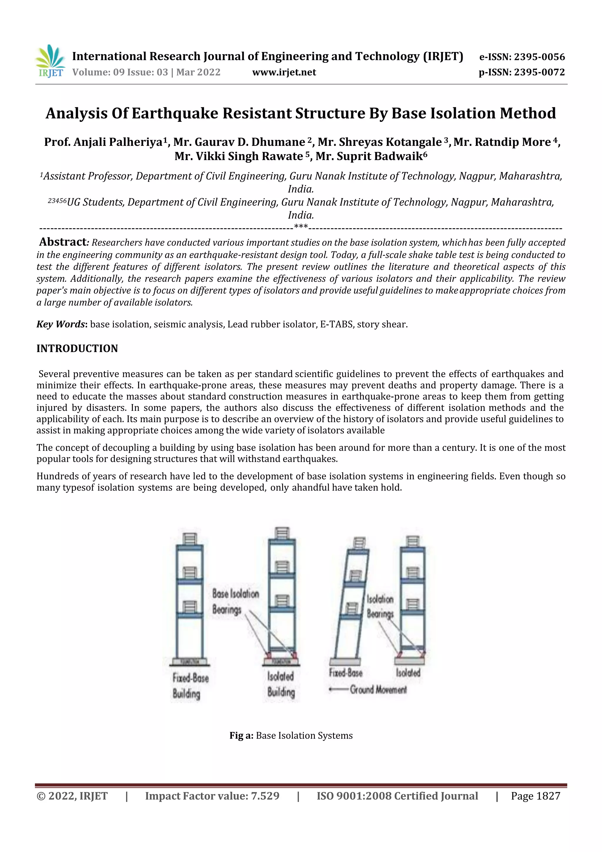 Analysis Of Earthquake Resistant Structure By Base Isolation Method | PDF