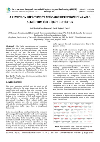 A REVIEW ON IMPROVING TRAFFIC-SIGN DETECTION USING YOLO ALGORITHM FOR OBJECT DETECTION | PDF