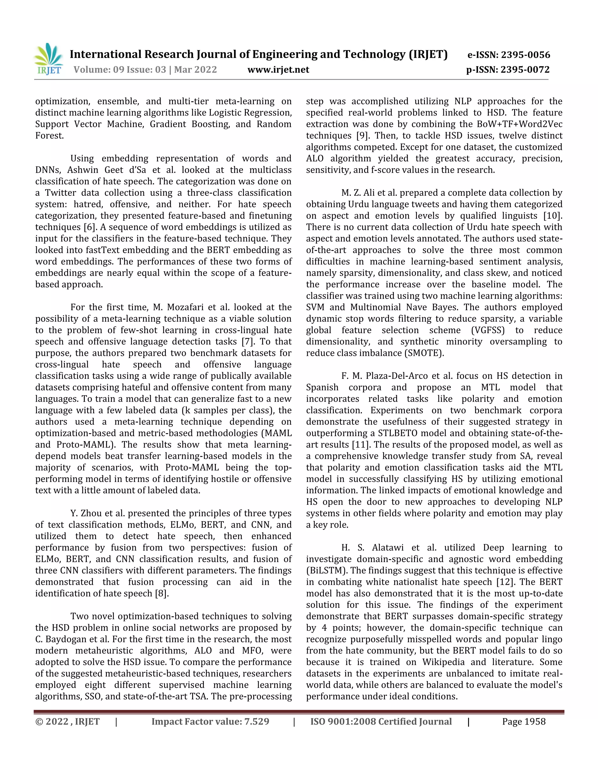 An Analytical Survey on Hate Speech Recognition through NLP and Deep Learning | PDF