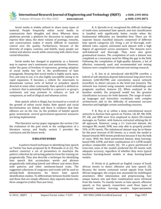 An Analytical Survey on Hate Speech Recognition through NLP and Deep Learning | PDF