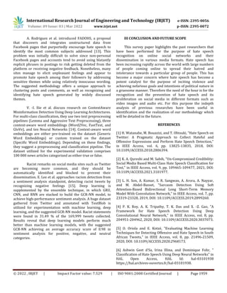 An Analytical Survey on Hate Speech Recognition through NLP and Deep Learning | PDF