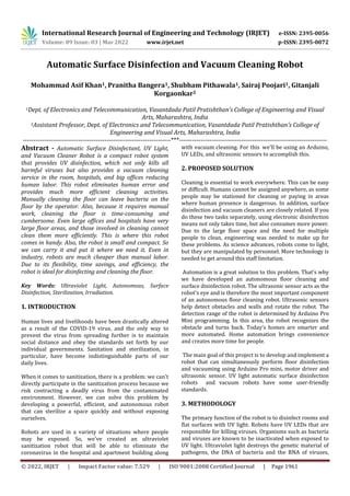 Automatic Surface Disinfection and Vacuum Cleaning Robot | PDF