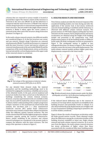 Seismic Response of RCC Building under Column Removal Scenario | PDF