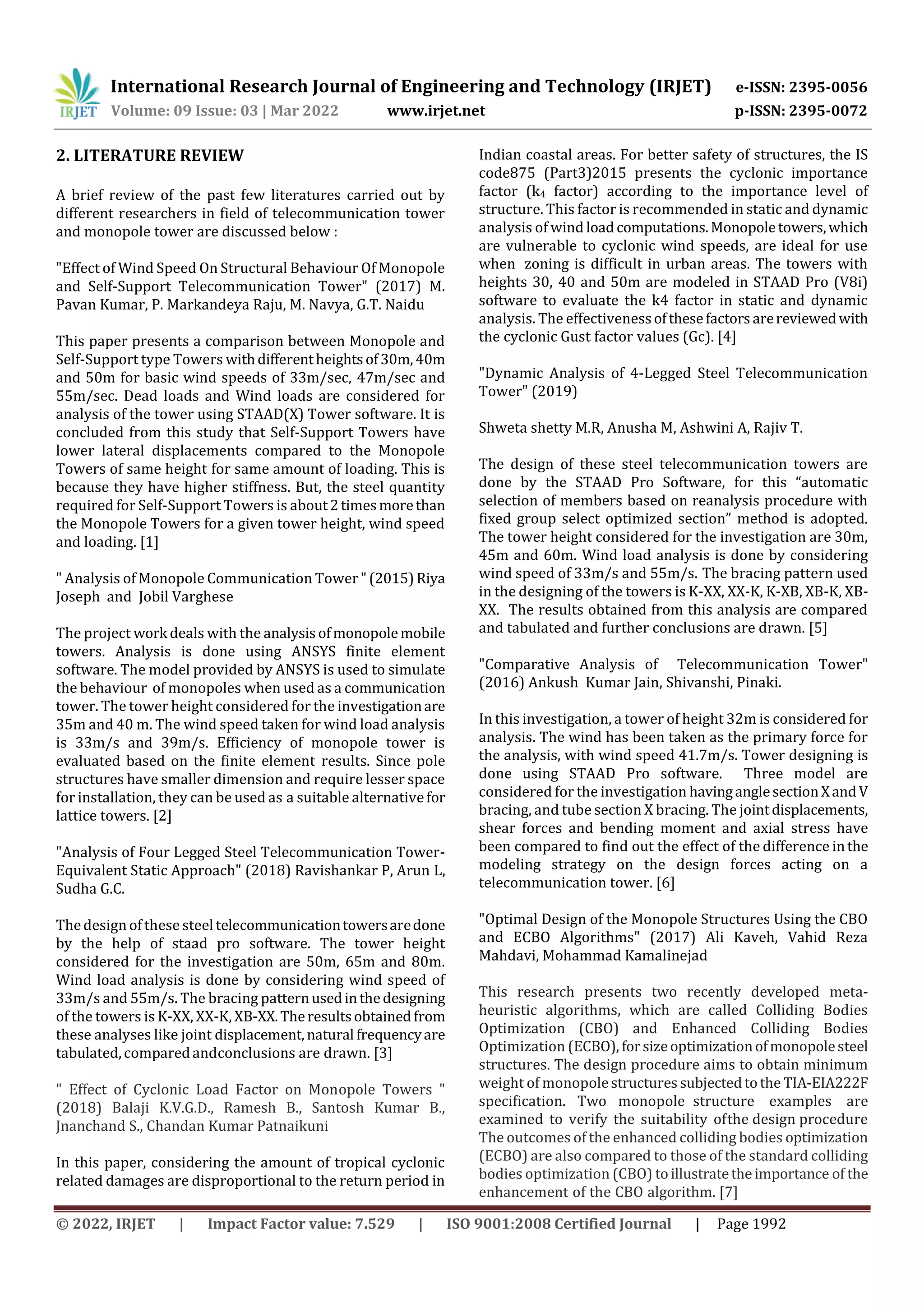 Review on: Comparative study between Lattice Tower and Monopole | PDF