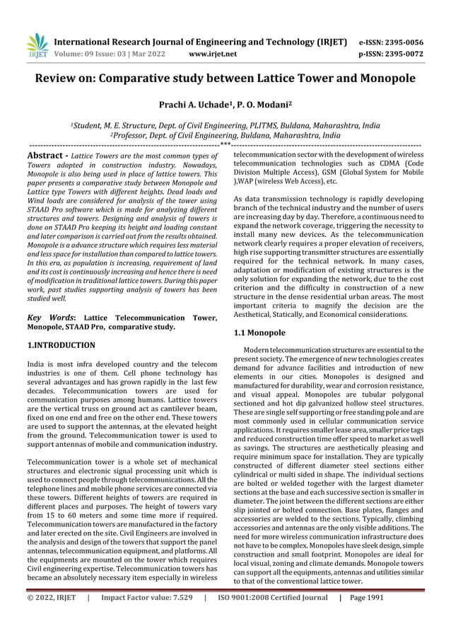 Review on: Comparative study between Lattice Tower and Monopole | PDF | Computer Networking ...