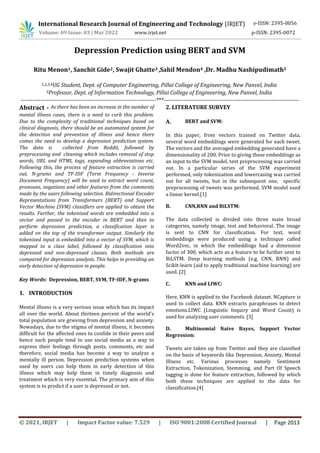 Depression Prediction using BERT and SVM | PDF | Mental Health | Diseases and Conditions