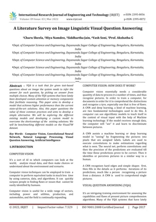 A Literature Survey on Image Linguistic Visual Question Answering | PDF | Photo Editing Software ...