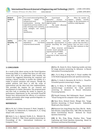 A Literature Survey on Image Linguistic Visual Question Answering | PDF ...