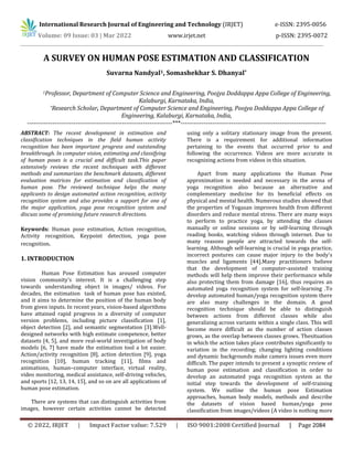 A SURVEY ON HUMAN POSE ESTIMATION AND CLASSIFICATION | PDF