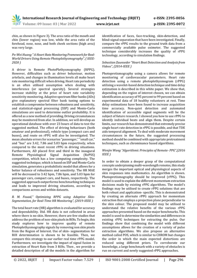Remote Photoplethysmography (rPPG) using RGB Camera using Peak ...