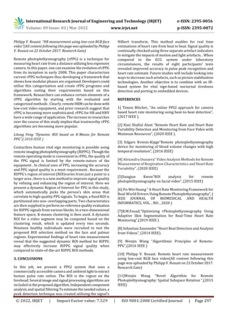 Remote Photoplethysmography (rPPG) using RGB Camera using Peak Detection Algorithm for ...