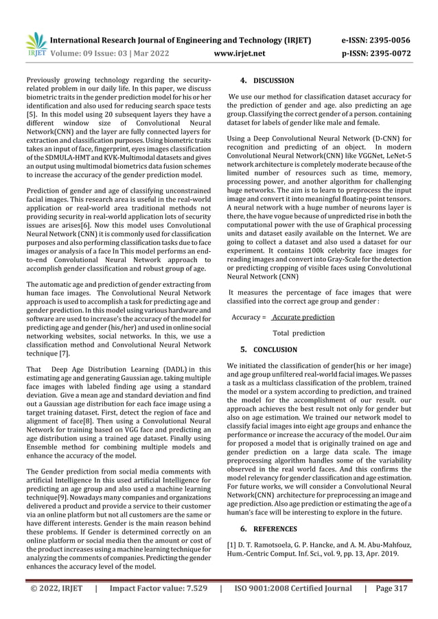 Literature Review On Gender Prediction Model Using Cnn Algorithm Pdf