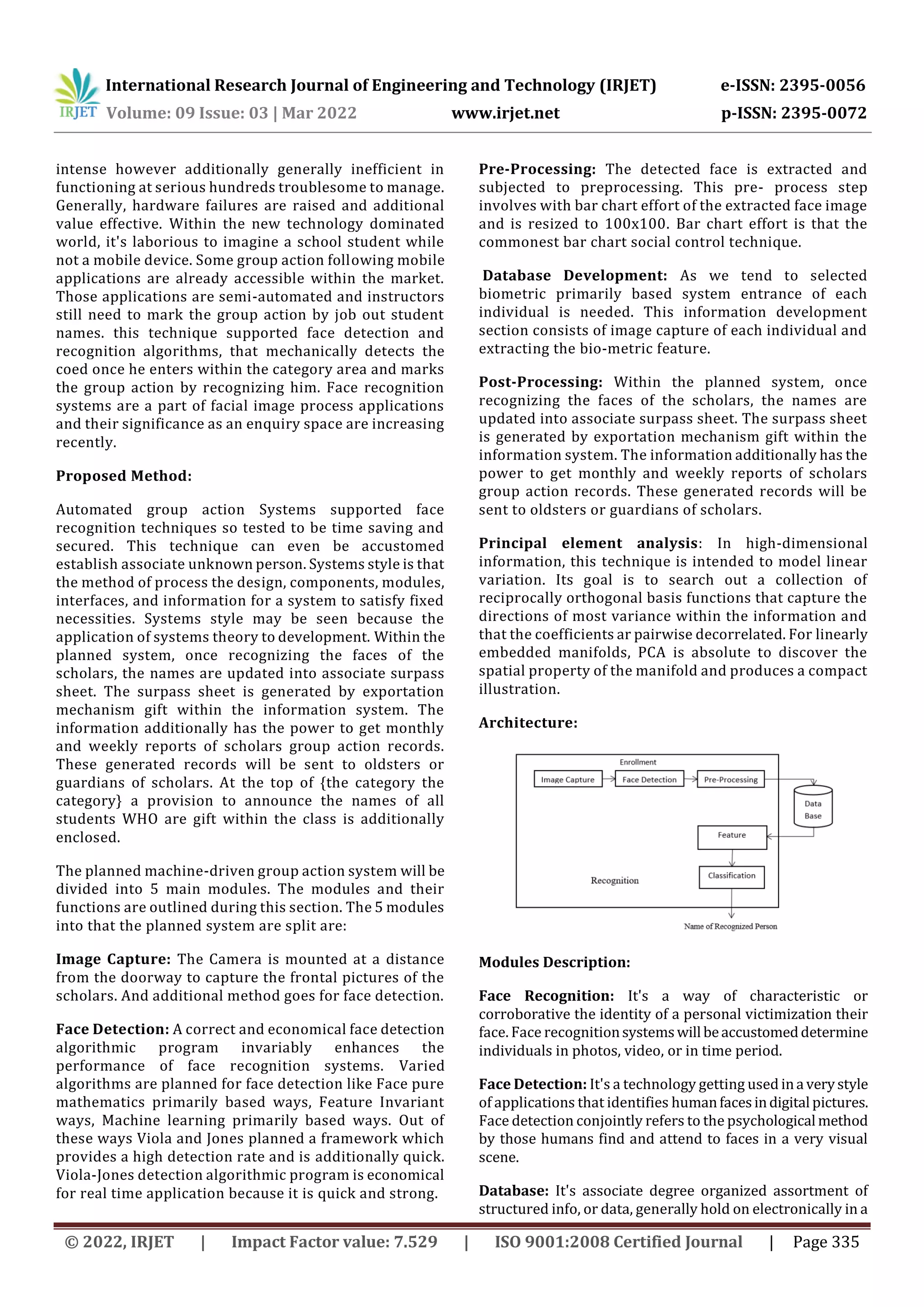 Attendance System using Face Recognition | PDF