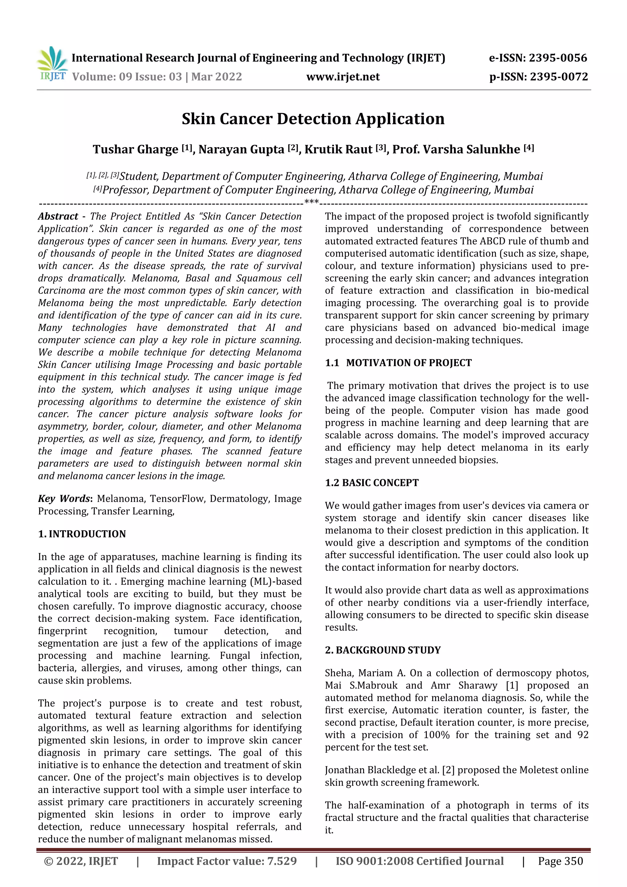 Skin Cancer Detection Application | PDF