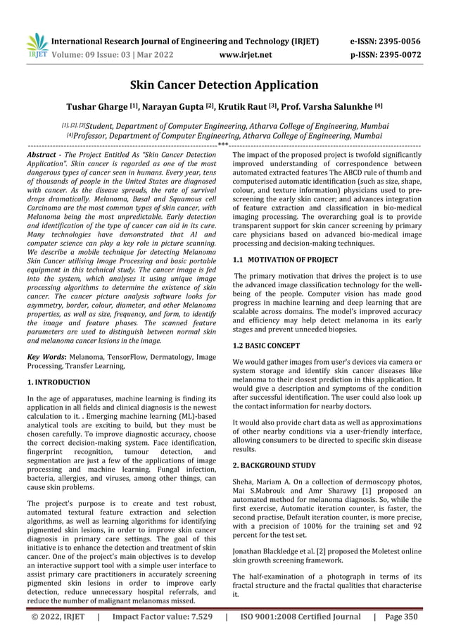 Skin Cancer Detection Application | PDF