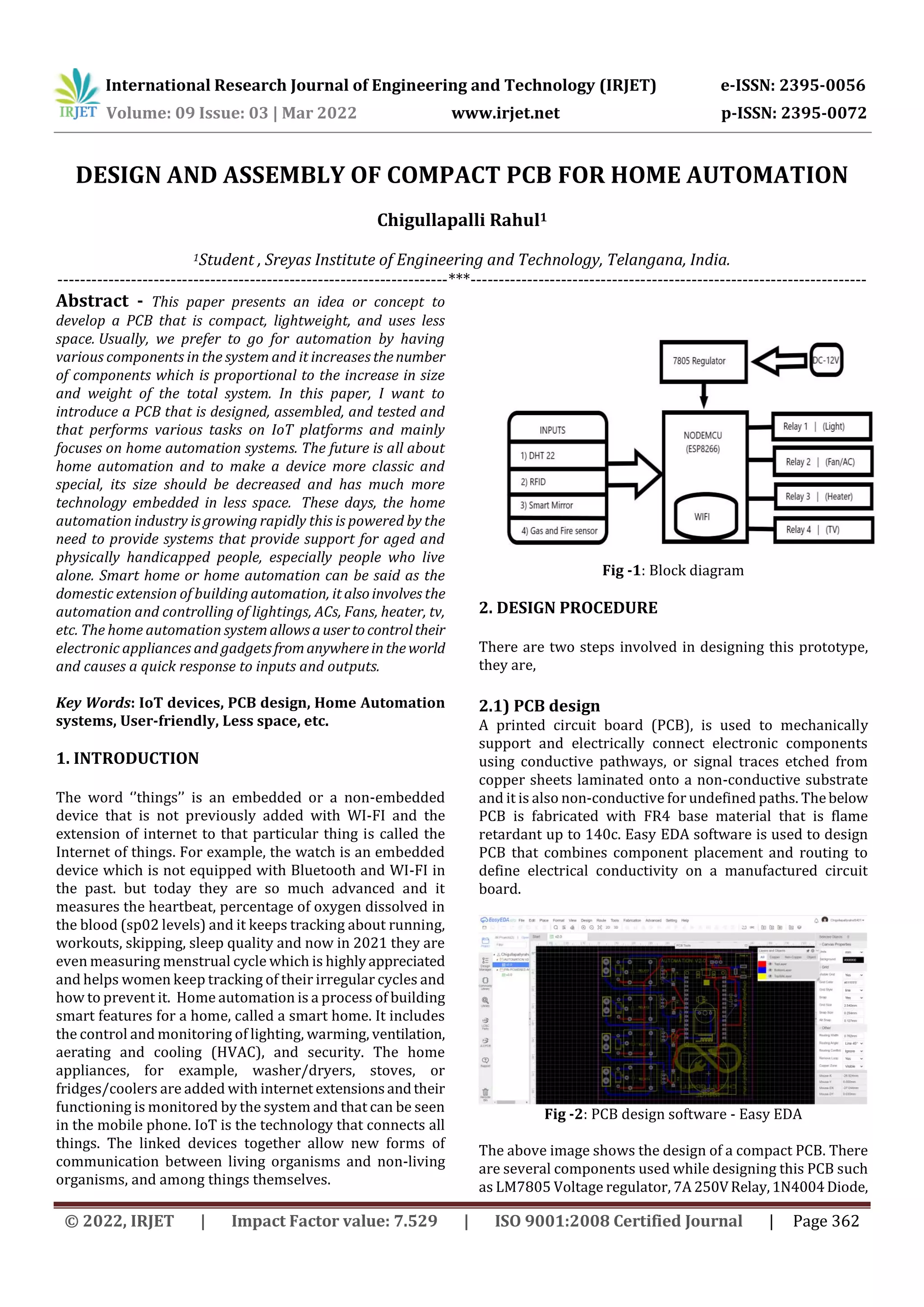 DESIGN AND ASSEMBLY OF COMPACT PCB FOR HOME AUTOMATION | PDF