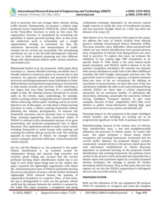 VEHICLE DETECTION USING YOLO V3 FOR COUNTING THE VEHICLES AND TRAFFIC ANALYSIS | PDF