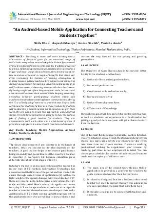 “An Android-based Mobile Application for Connecting Teachers and Students Together” | PDF