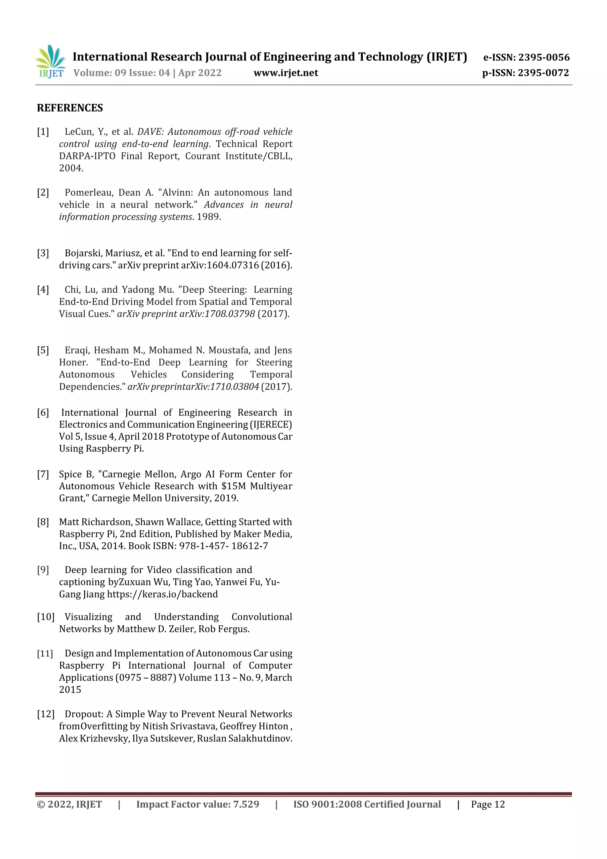 An Experimental Analysis on Self Driving Car Using CNN | PDF