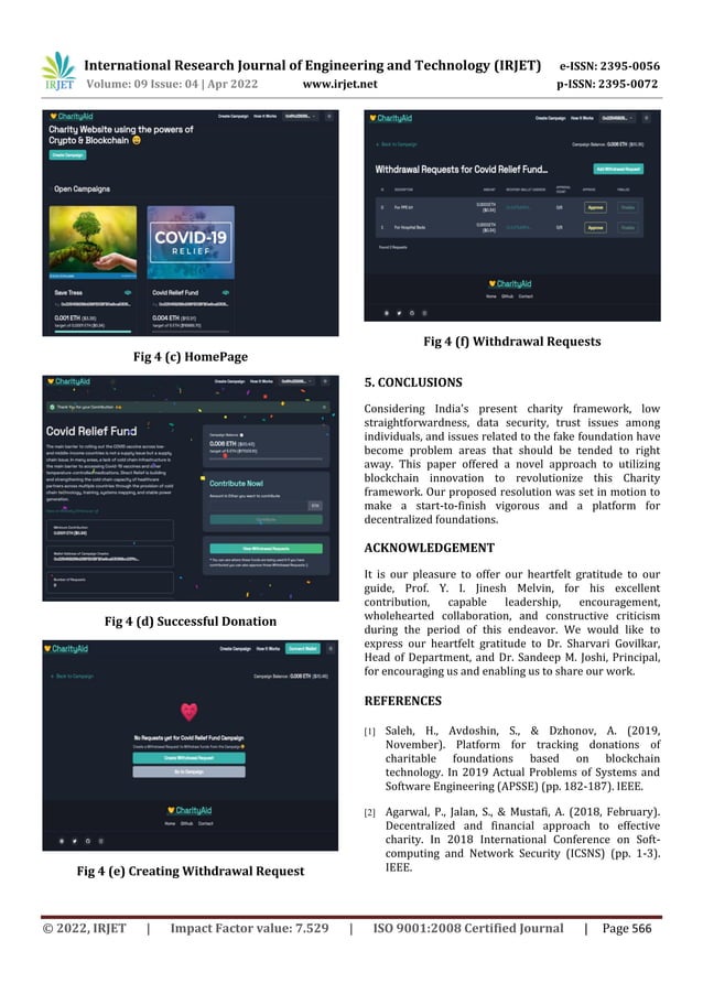 Charity System using Blockchain Technology | PDF