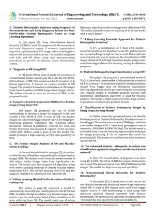 A Survey on techniques for Diabetic Retinopathy Detection & Classification | PDF