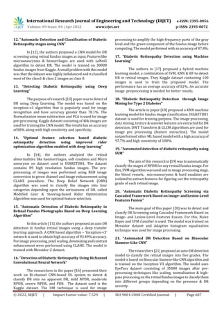 A Survey on techniques for Diabetic Retinopathy Detection & Classification | PDF