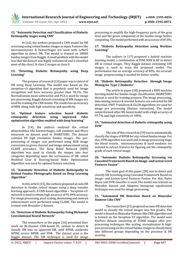 A Survey on techniques for Diabetic Retinopathy Detection ... A Survey on techniques for Diabetic Retinopathy Detection ...