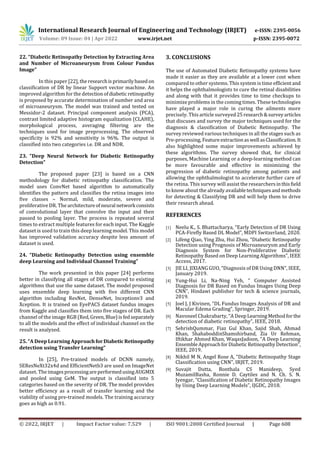 A Survey on techniques for Diabetic Retinopathy Detection & Classification | PDF