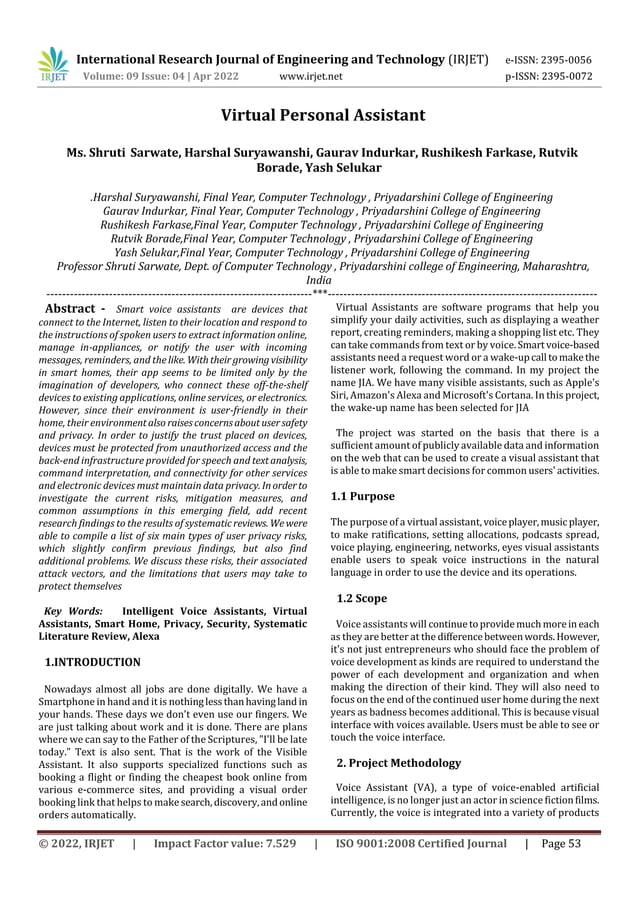 Virtual Personal Assistant | PDF | Consumer Electronics | Technology & Computing