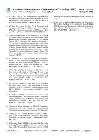 Review on Medical Reports Extraction and Storage in EHR systems | PDF