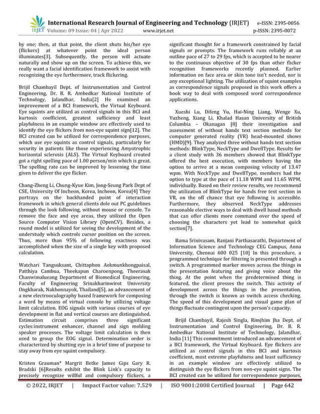 Eye-Blink Detection System for Virtual Keyboard | PDF