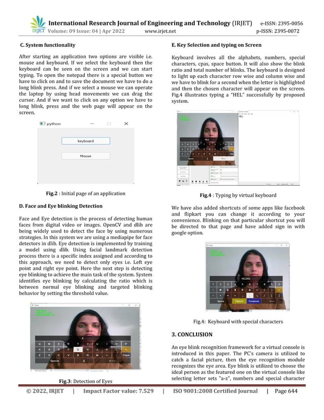Eye-Blink Detection System for Virtual Keyboard | PDF