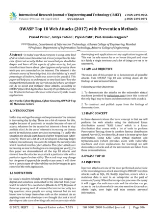 OWASP Top 10 Web Attacks (2017) with Prevention Methods | PDF