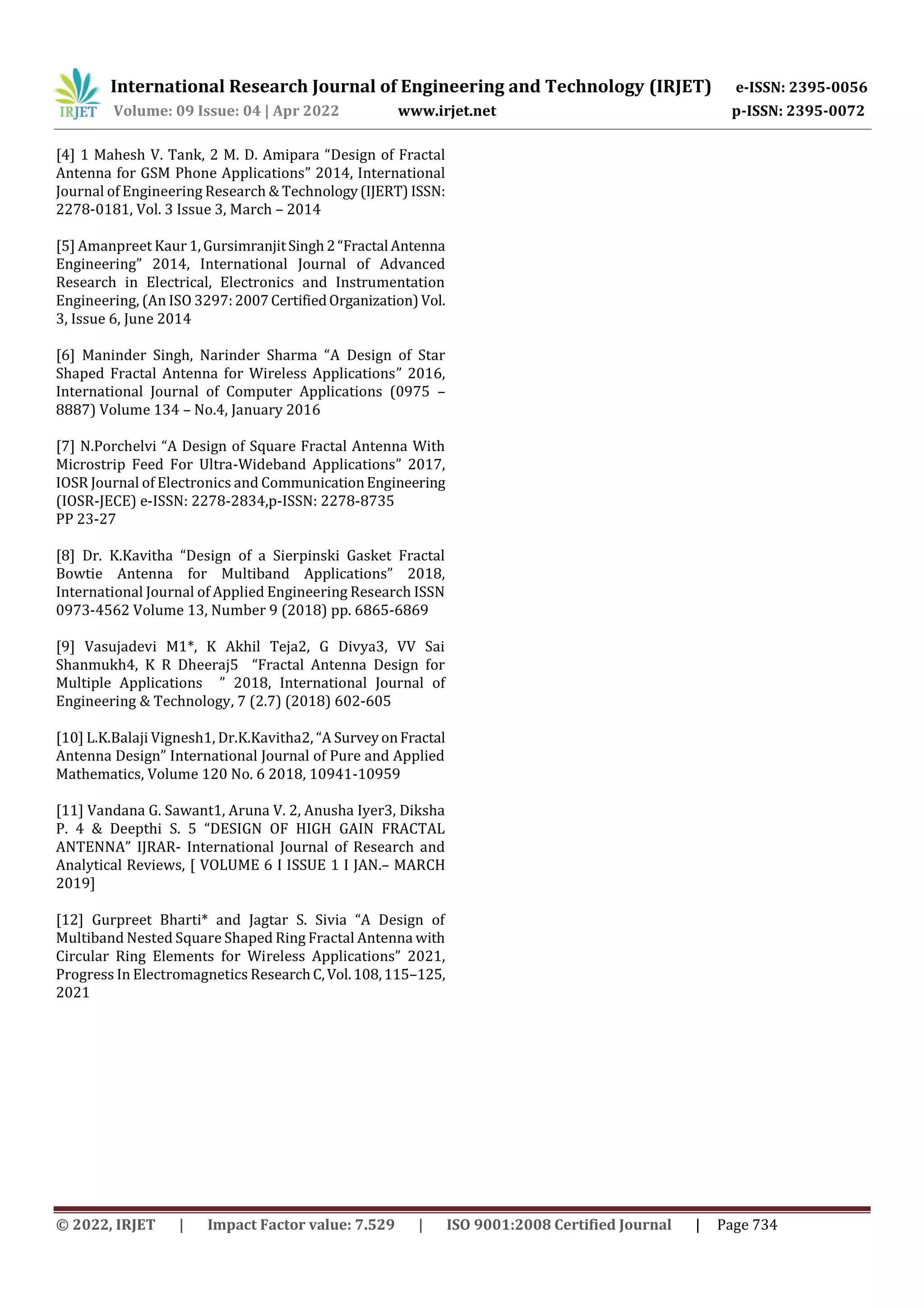 Design and Analysis of Fractal Antenna: A Review | PDF