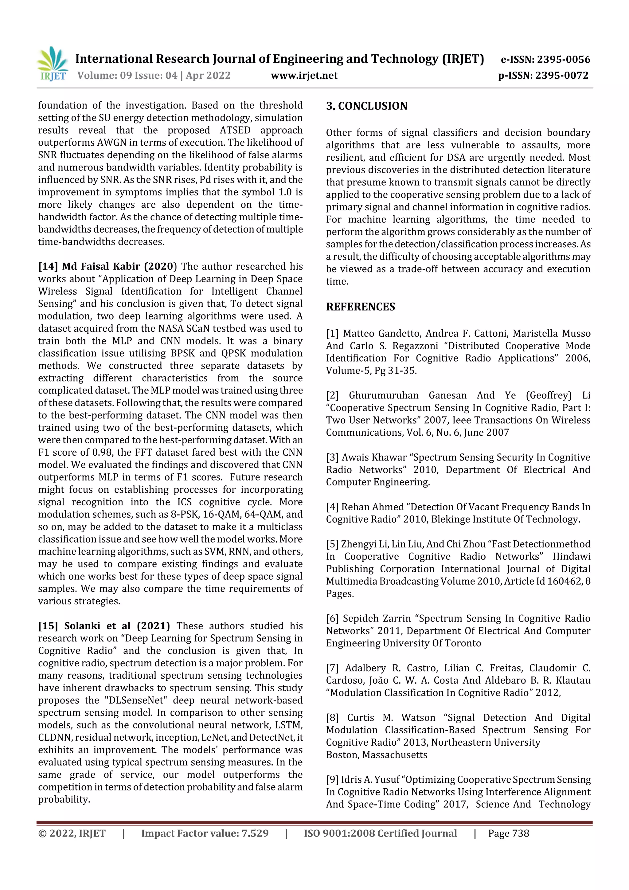 Signal Classification and Identification for Cognitive Radio: A Review | PDF