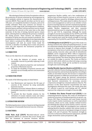 An Experimental Investigation of Sustainable Bacterial Concrete: A ...