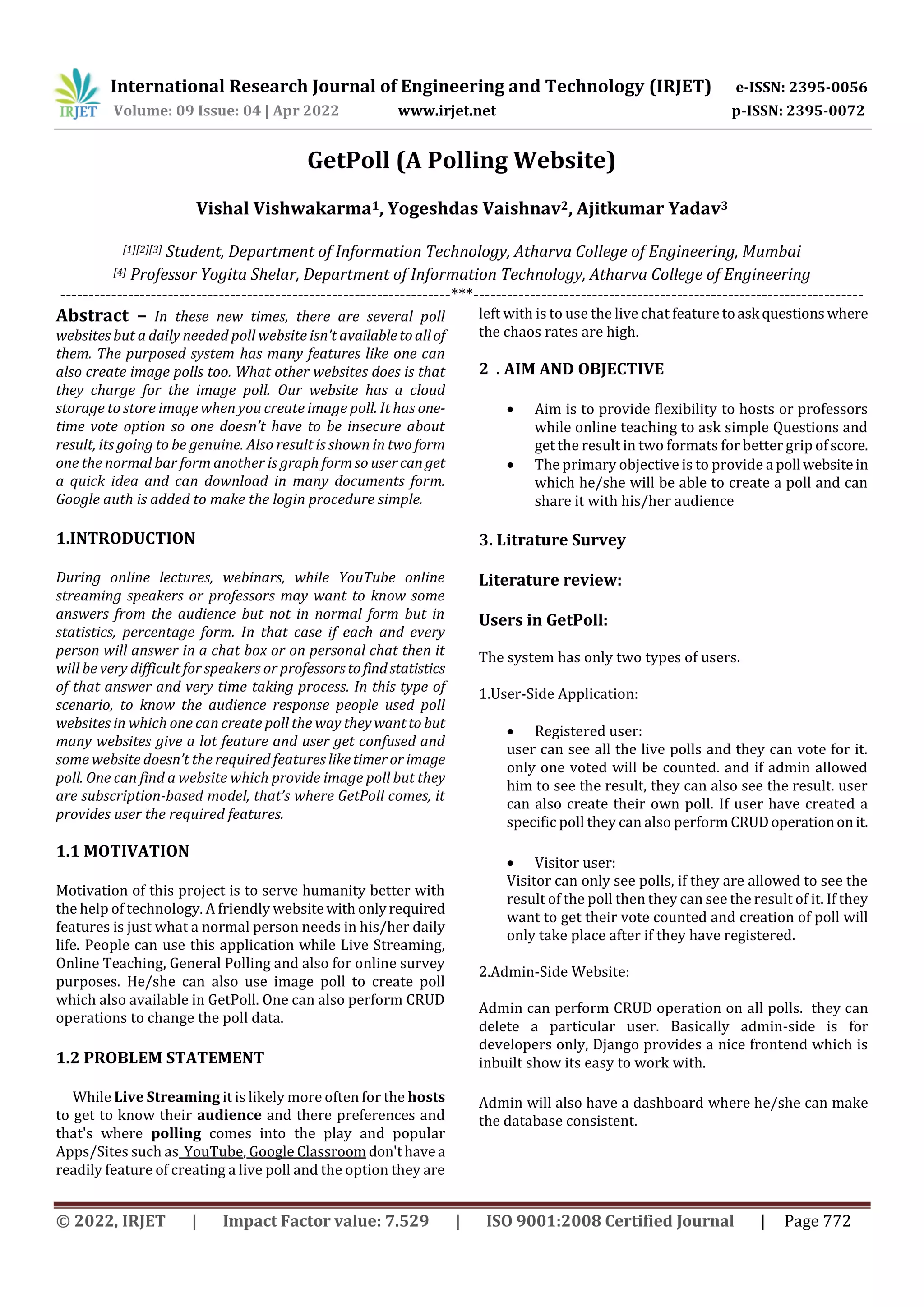 GetPoll (A Polling Website) | PDF