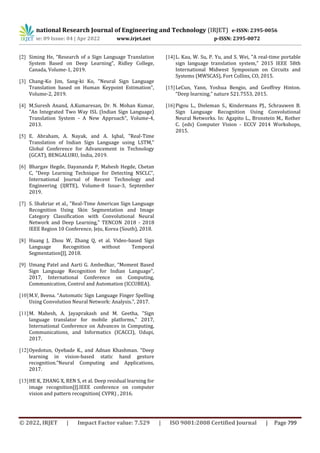 INDIAN SIGN LANGUAGE TRANSLATION FOR HARD-OF-HEARING AND HARD-OF-SPEAKING COMMUNITY. | PDF