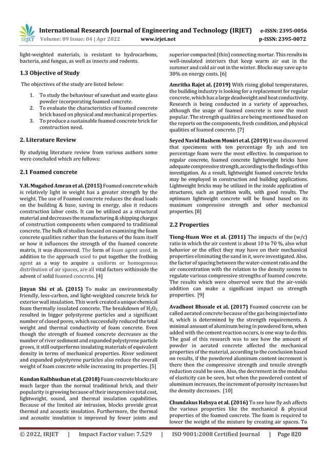 Effective Use of Sawdust and Waste Glass Powder in Establishing a ...