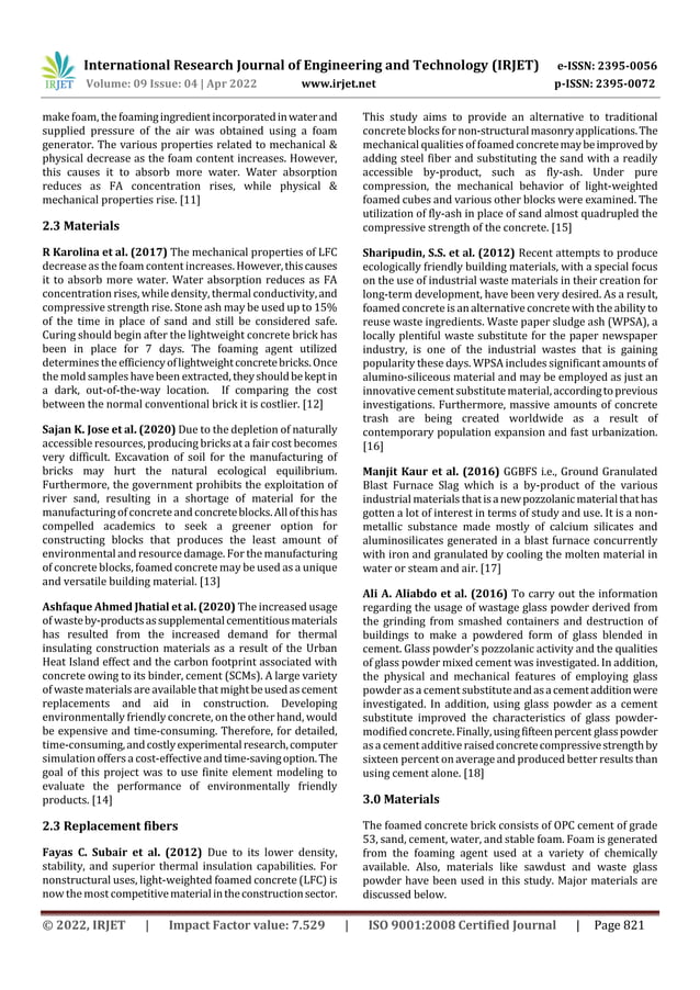 Effective Use of Sawdust and Waste Glass Powder in Establishing a ...