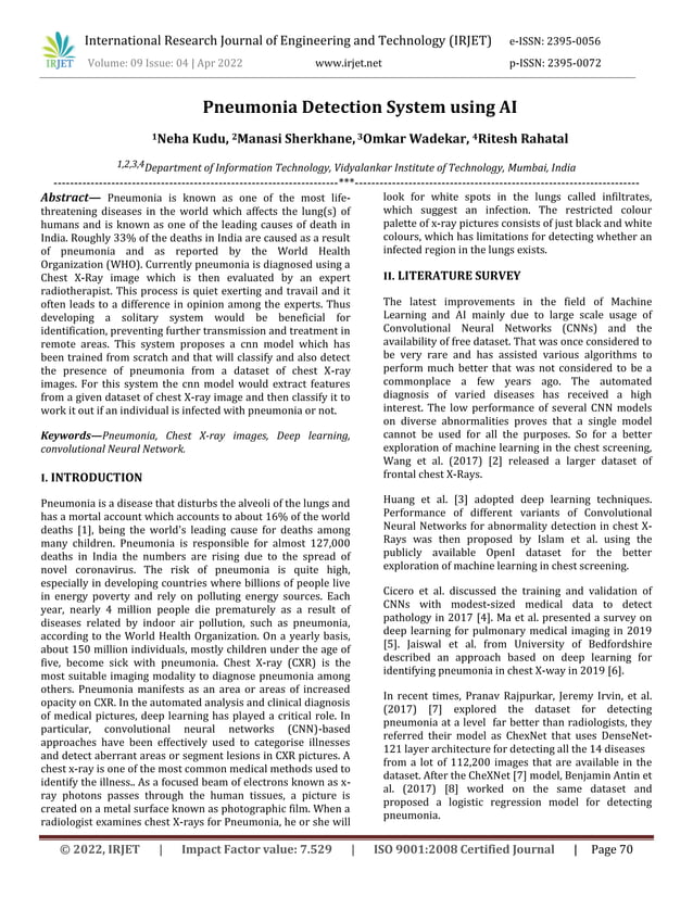 Pneumonia Detection System using AI | PDF
