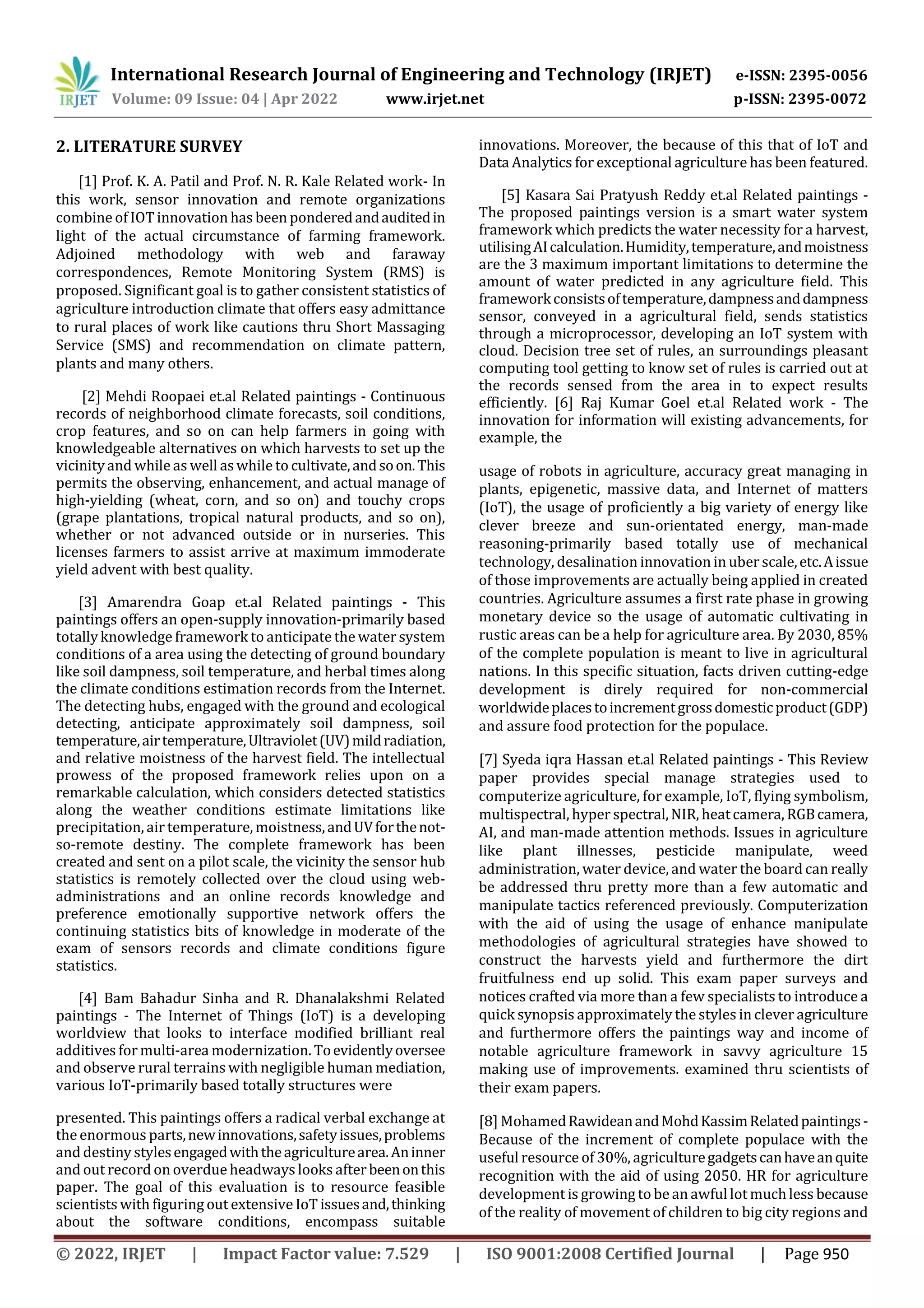 Smart Agriculture And Farmer's Assistance System On Machine Learning | PDF