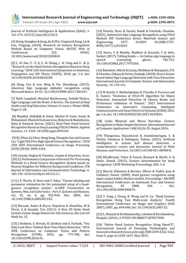 Real Time Sign Language Recognition Using Deep Learning | PDF