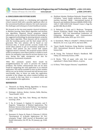 Smart Healthcare Prediction System Using Machine Learning | PDF