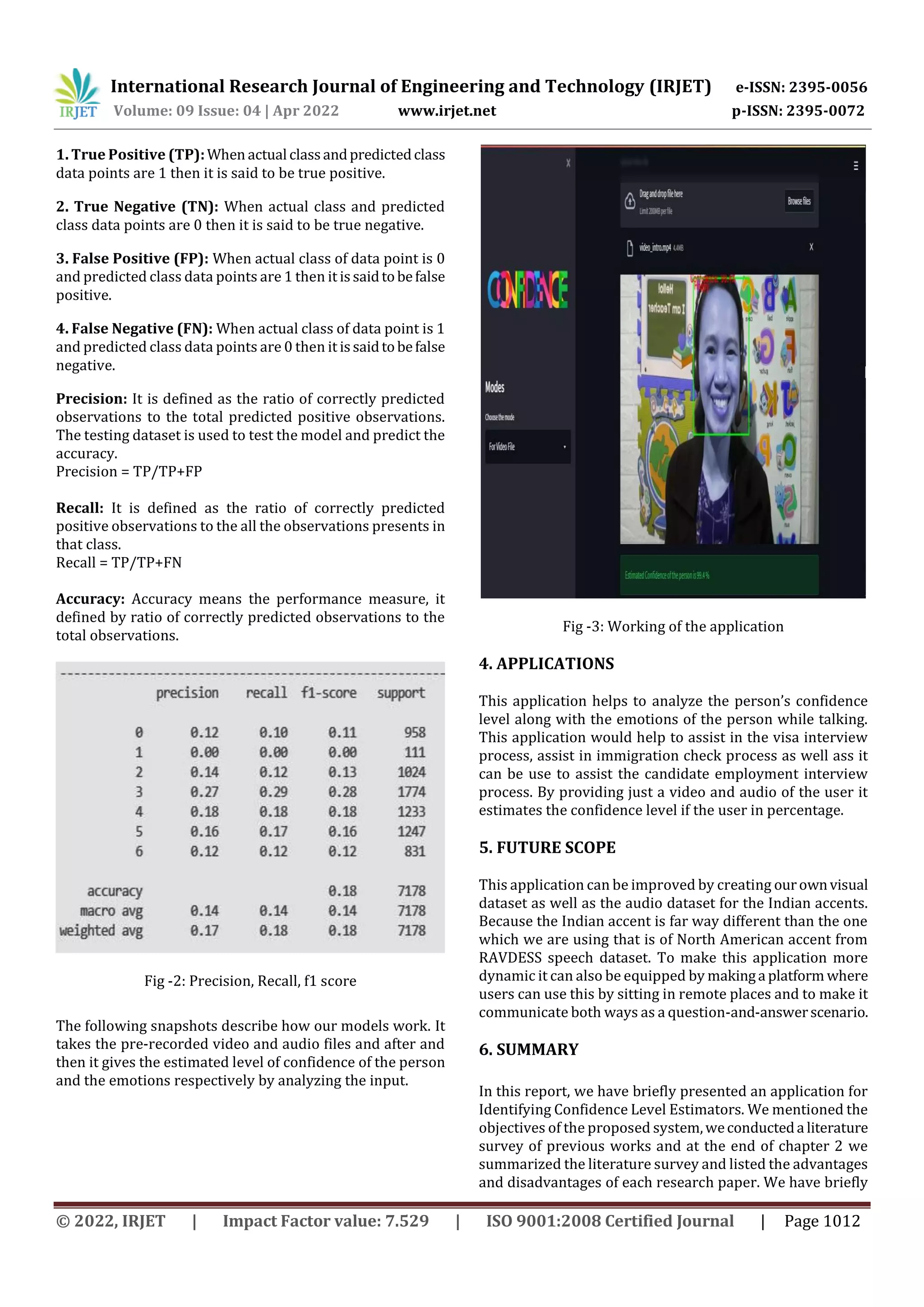 CONFIDENCE LEVEL ESTIMATOR BASED ON FACIAL AND VOICE EXPRESSION RECOGNITION AND CLASSIFICATION | PDF
