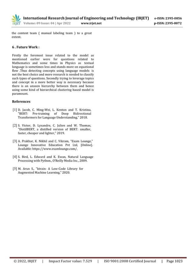 Concept Detection of Multiple Choice Questions using Transformer Based Models | PDF