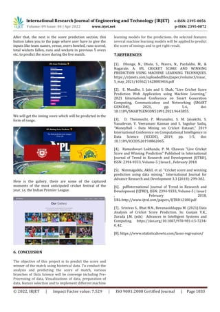 Cricket Score and Winning Prediction | PDF