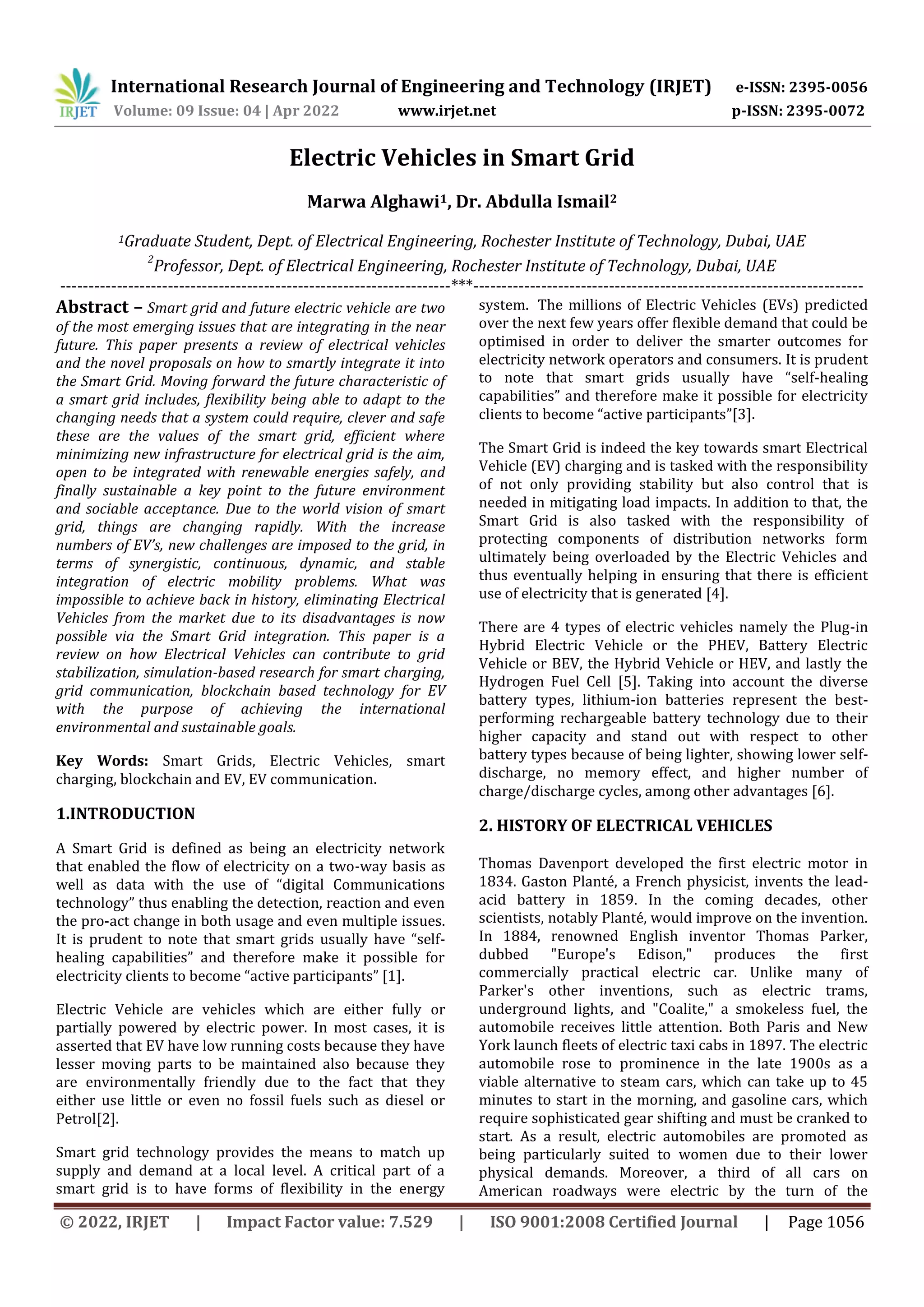 Electric Vehicles in Smart Grid | PDF