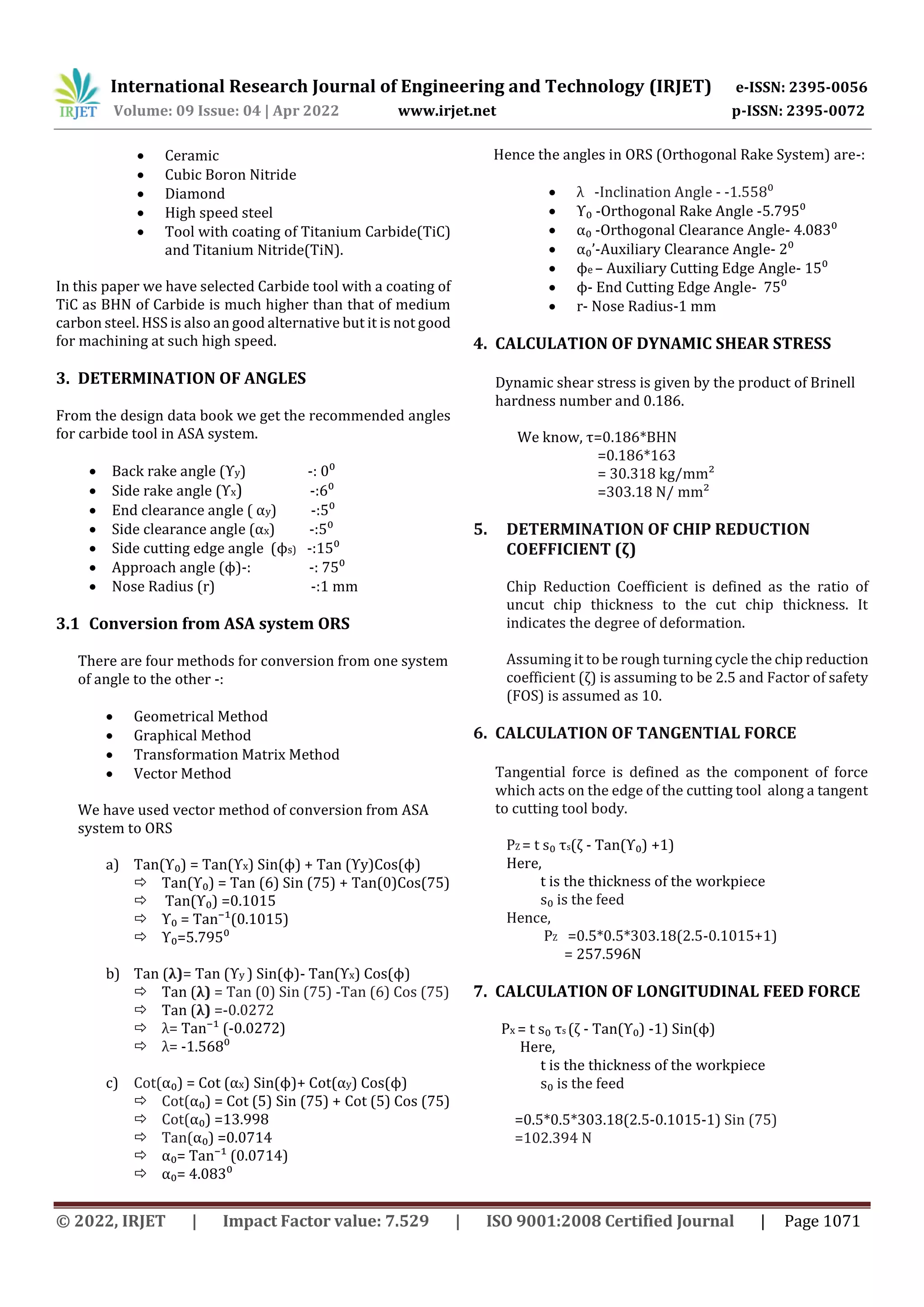 Design of a Single Point Cutting Tool | PDF | Physics | Science