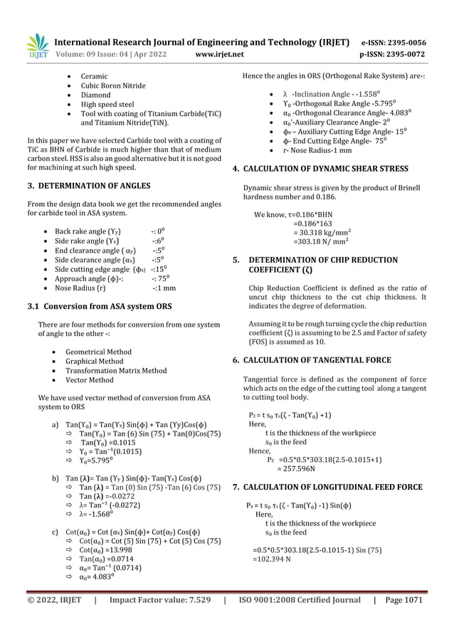 Design of a Single Point Cutting Tool | PDF | Physics | Science